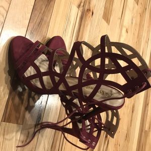 Shoes | Beautiful Caged Heels Size 41 Red Suede | Poshmark